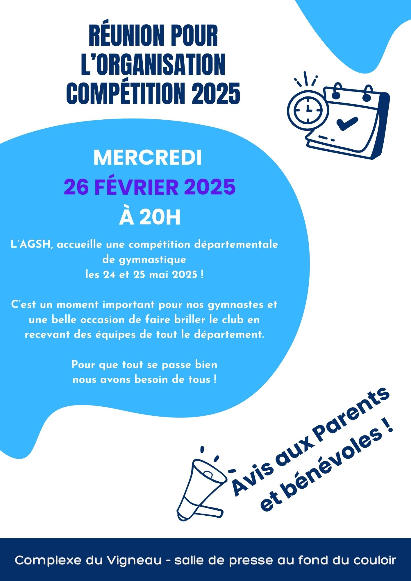 Réunion pour l’organisation de la compétition en Mai 2025 – AGSH44
